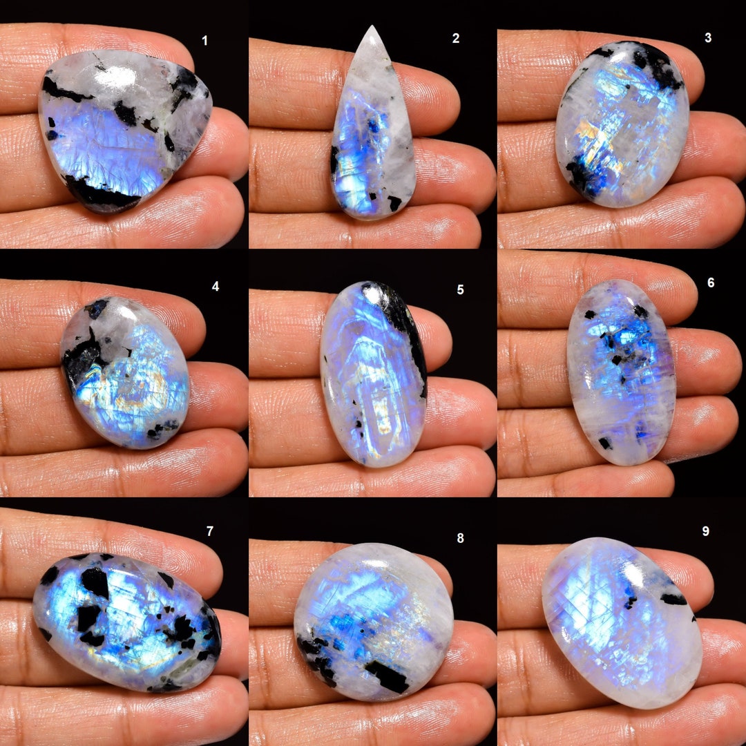 Rainbow Moonstone Gemstone, Rainbow Moonstone Cabochon Blue Fire ...