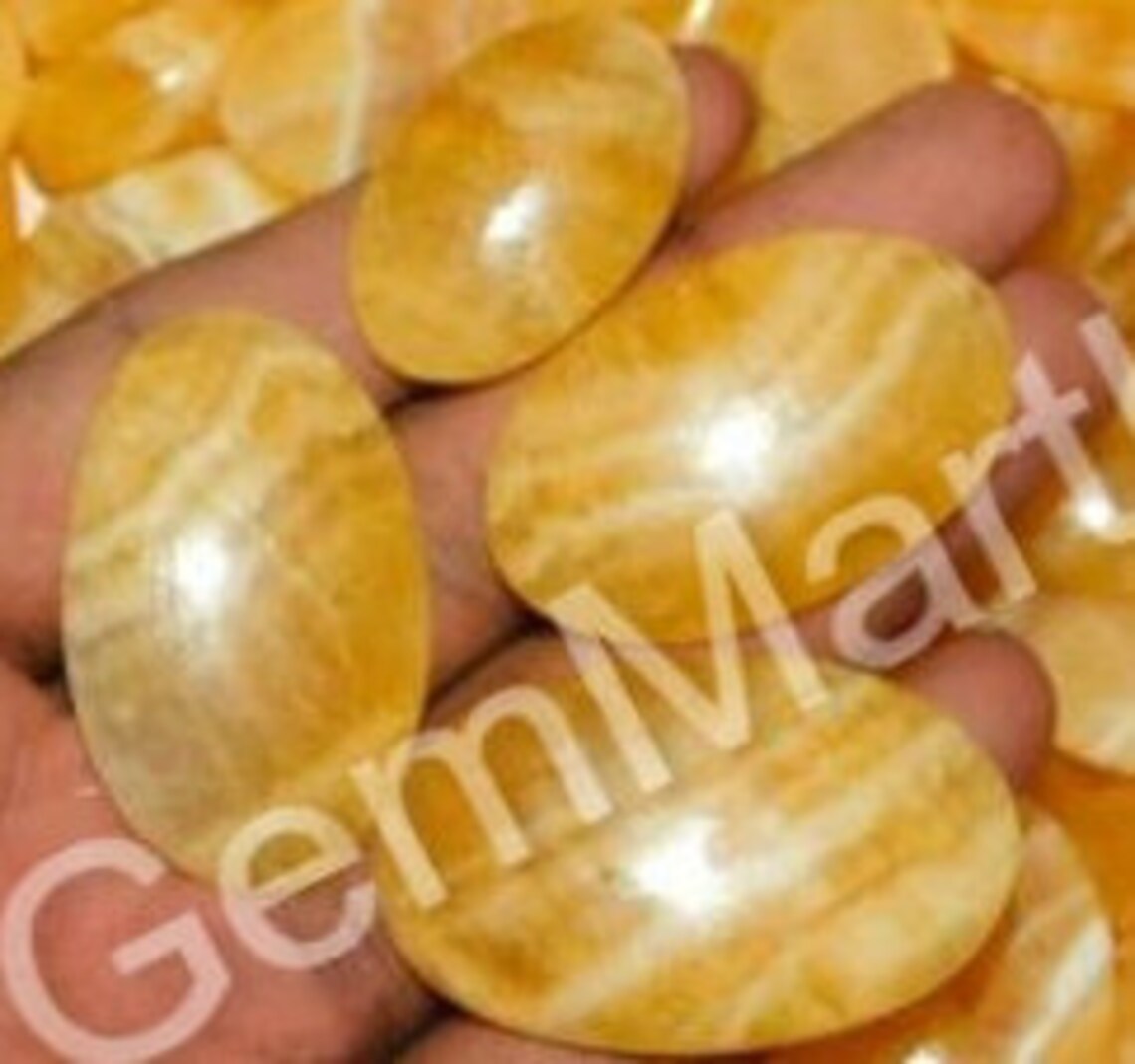 Natural Yellow Calcite cabochon lot gemstone lot one side | Etsy
