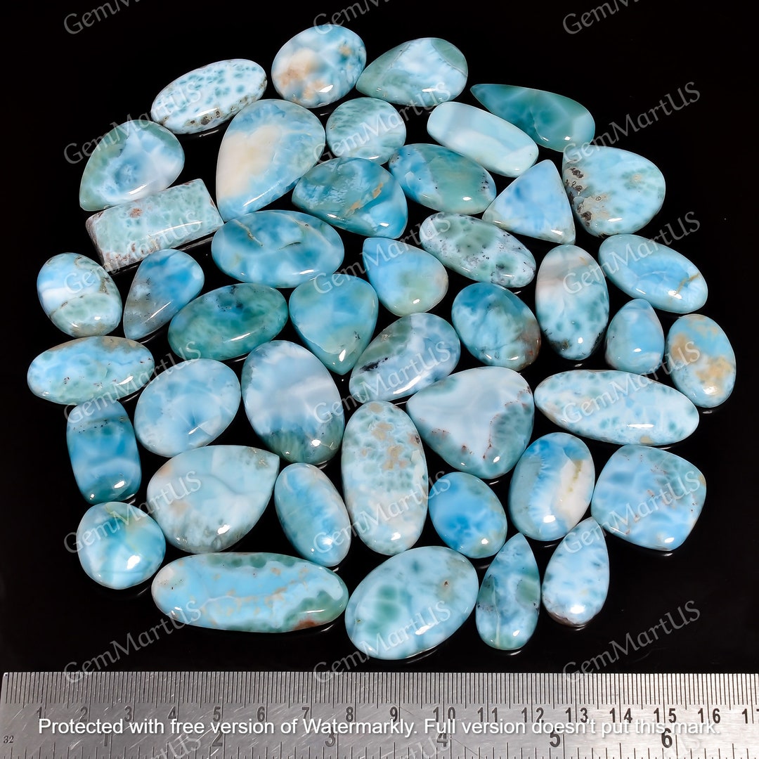 Rare Larimar Gemstone Cabochon Dominican Blue Larimar Wholesale Stones ...