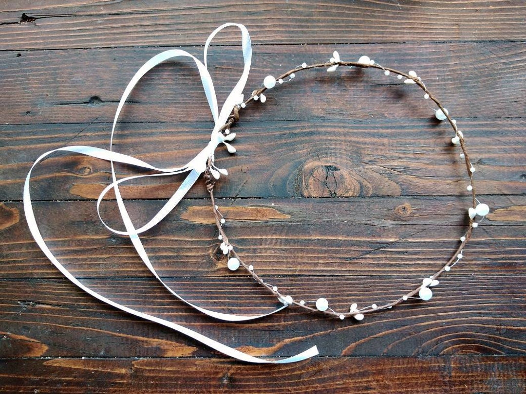 Delicate White Crown White Flower Crown Simple Flower Crown White Pearl ...