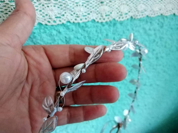 Delicate Silver Flower Crown Simple Flower Crown Pearl Crown - Etsy