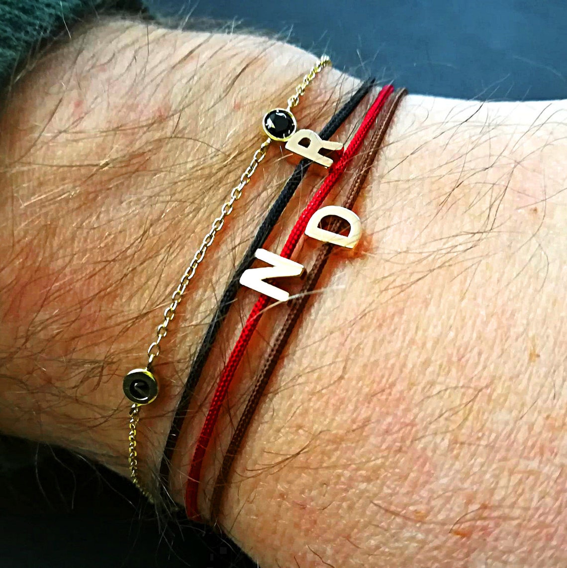 Initial bracelet mens personalized bracelet 18k gold | Etsy