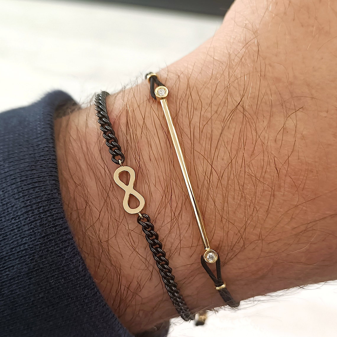 Infinity Bracelet Men 18k Gold, Mens Bracelet, Boyfriend Bracelet - Etsy