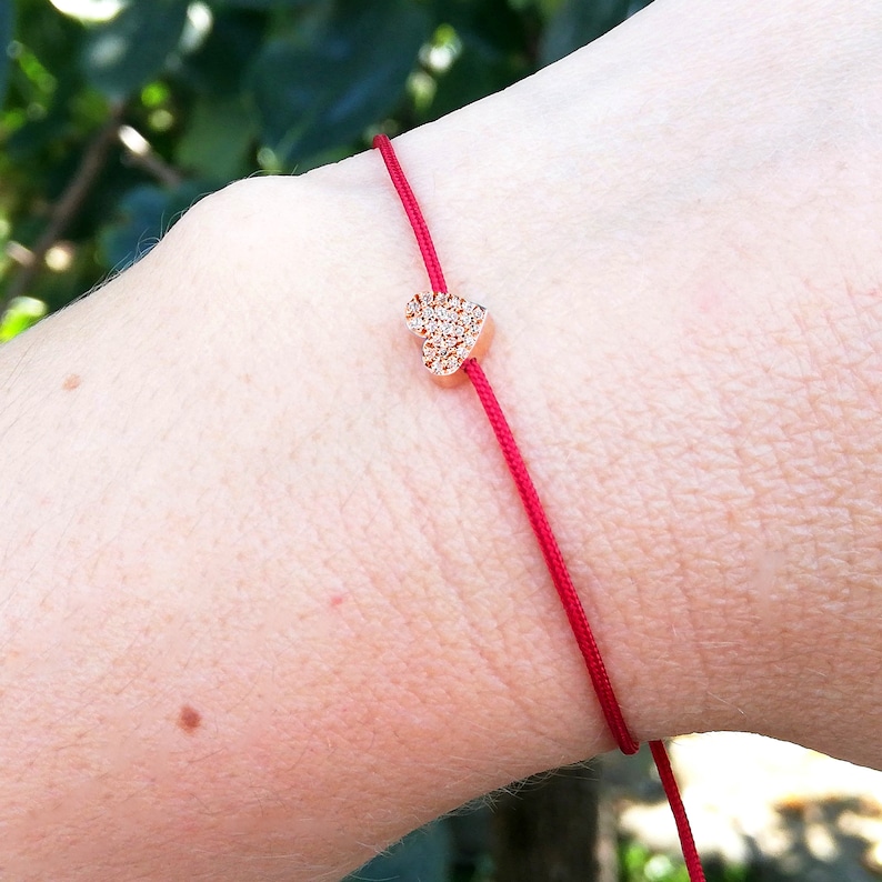 Heart Bracelet in 18k Gold and Diamonds. String Bracelet - Etsy