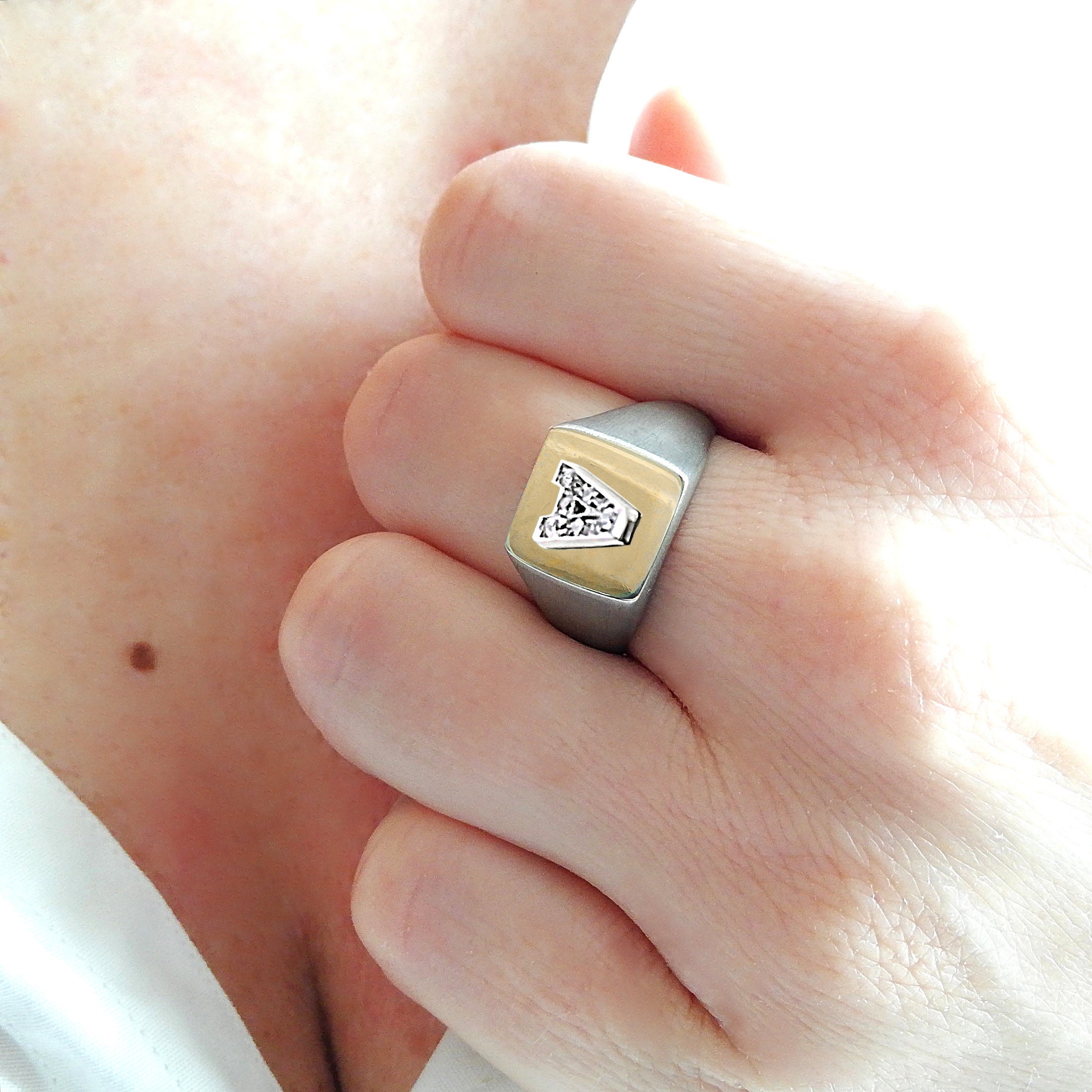Initial Ring, Square Signet Ring, Pinky Ring - Etsy