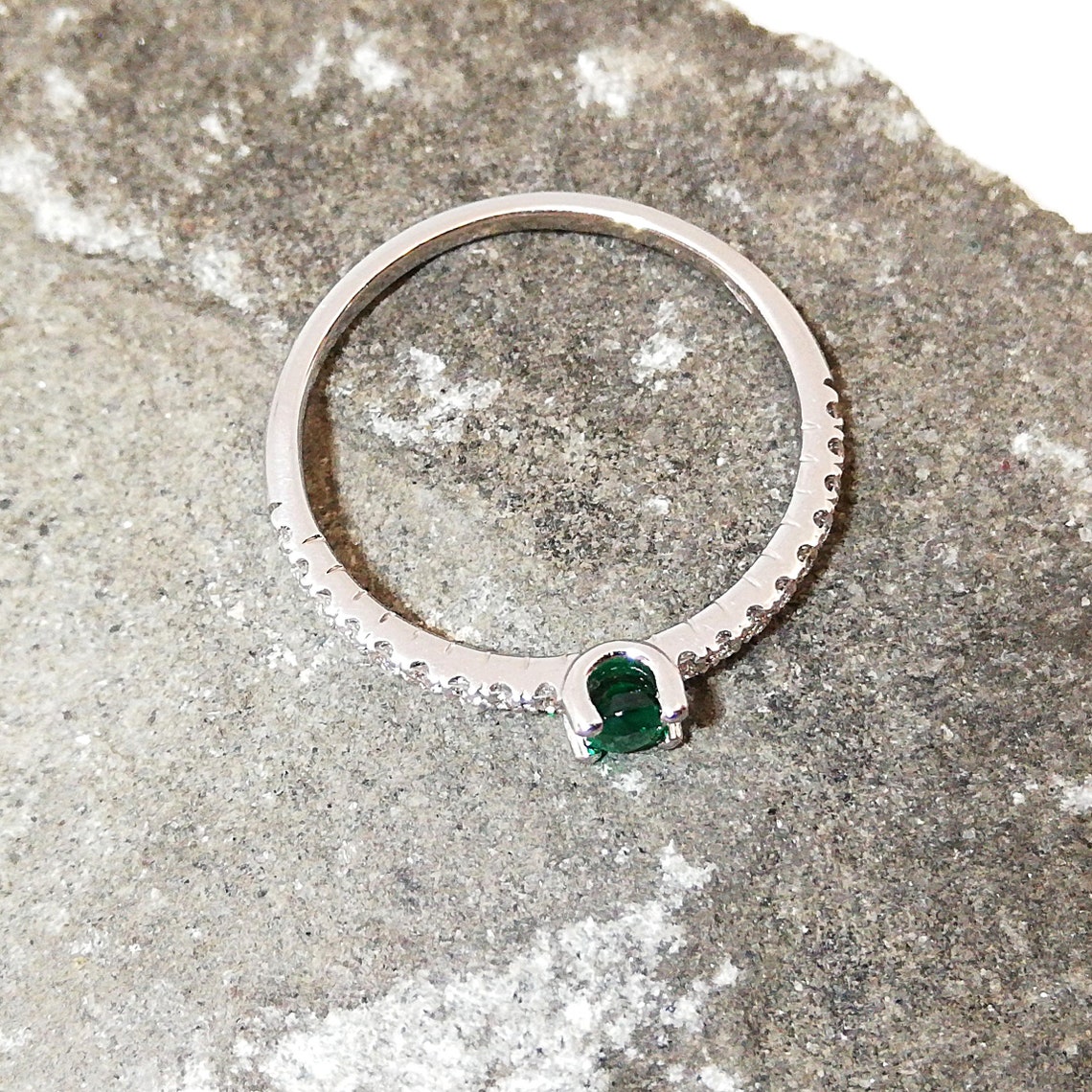 Emerald and diamond ring. Emerald engagement ring | Etsy