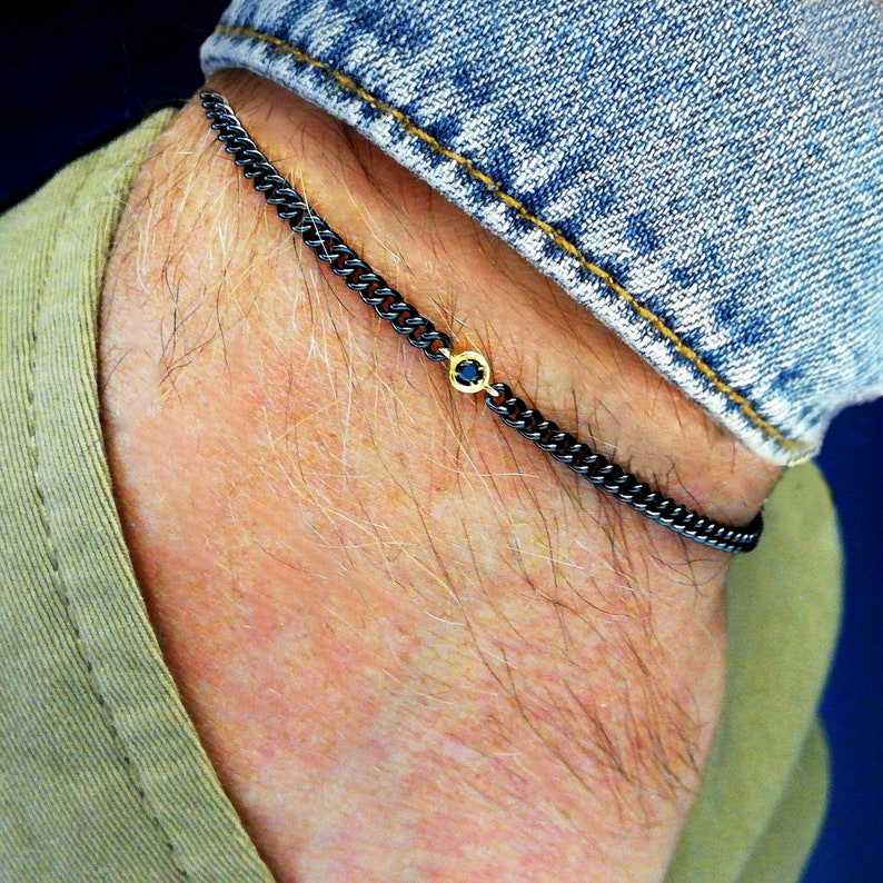 Black Diamond Bracelet Mens Bracelet | Etsy