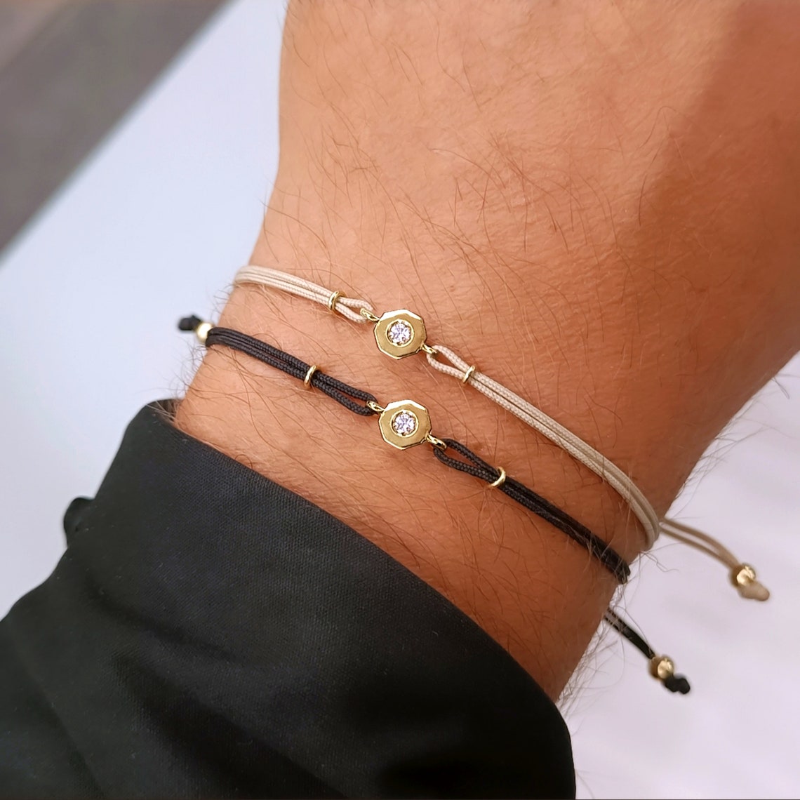 String Bracelet With Diamond 18k Gold, Diamond Bracelet, Friendship ...
