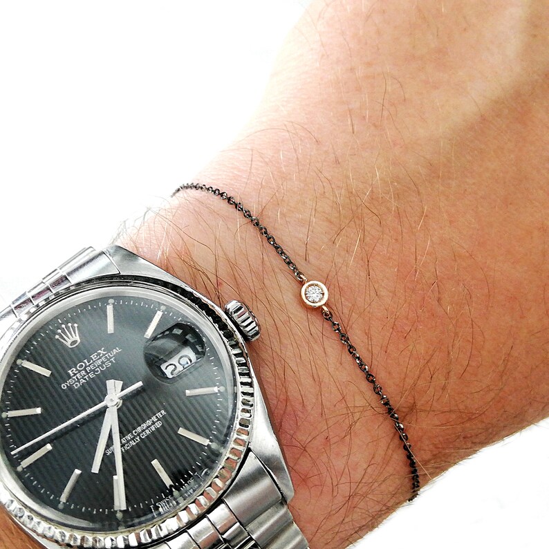 Black Diamond Bracelet Mens Bracelet | Etsy