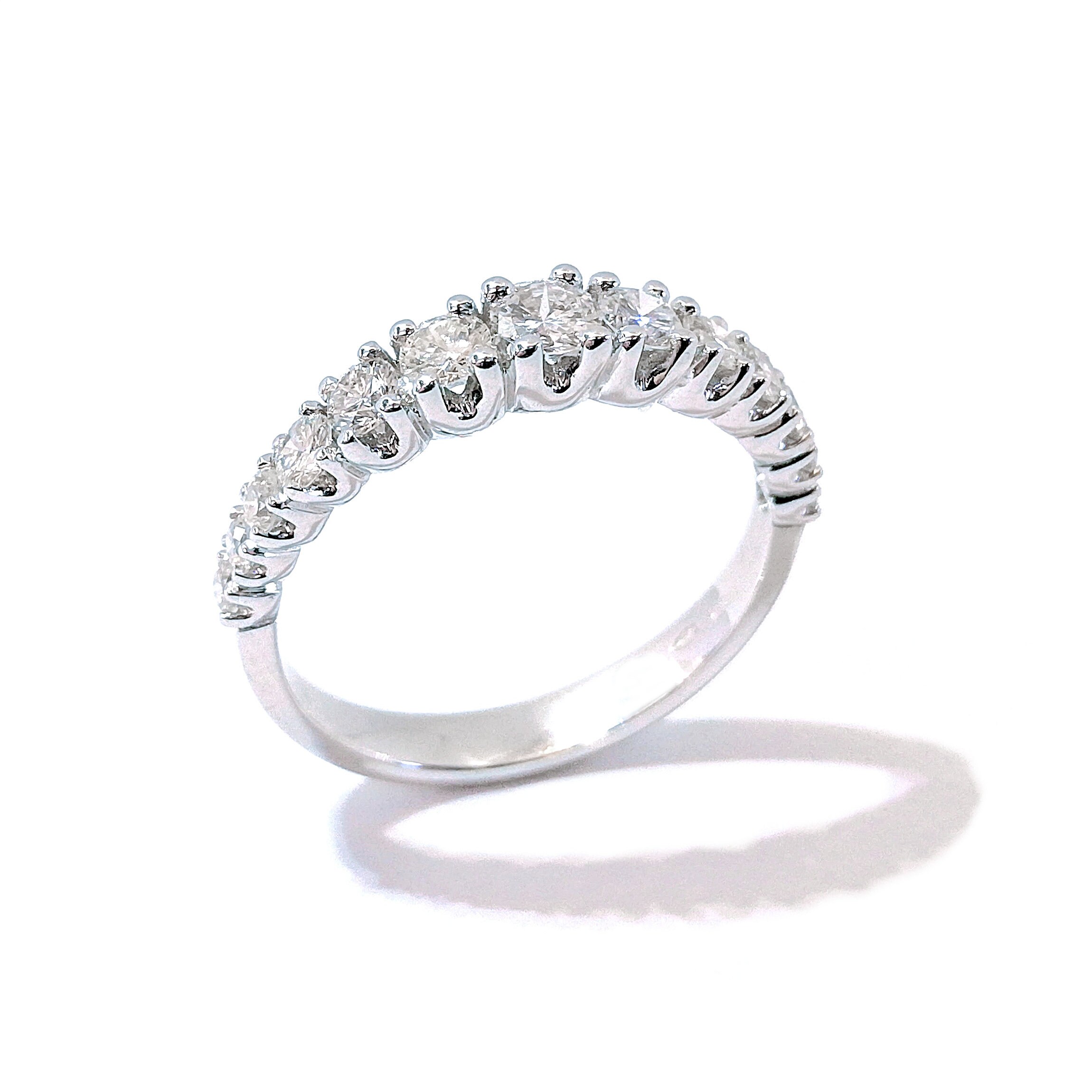 Graduated Diamond Half Eternity Band 18k White Gold | Etsy