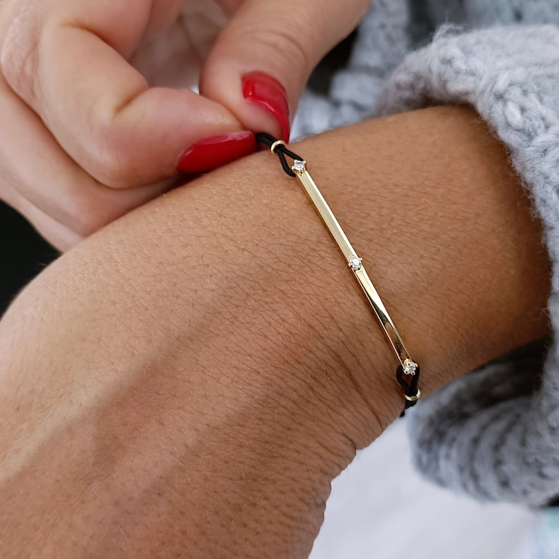 String Bracelet With Diamond 18k Gold, Diamond Bracelet, Tennis ...