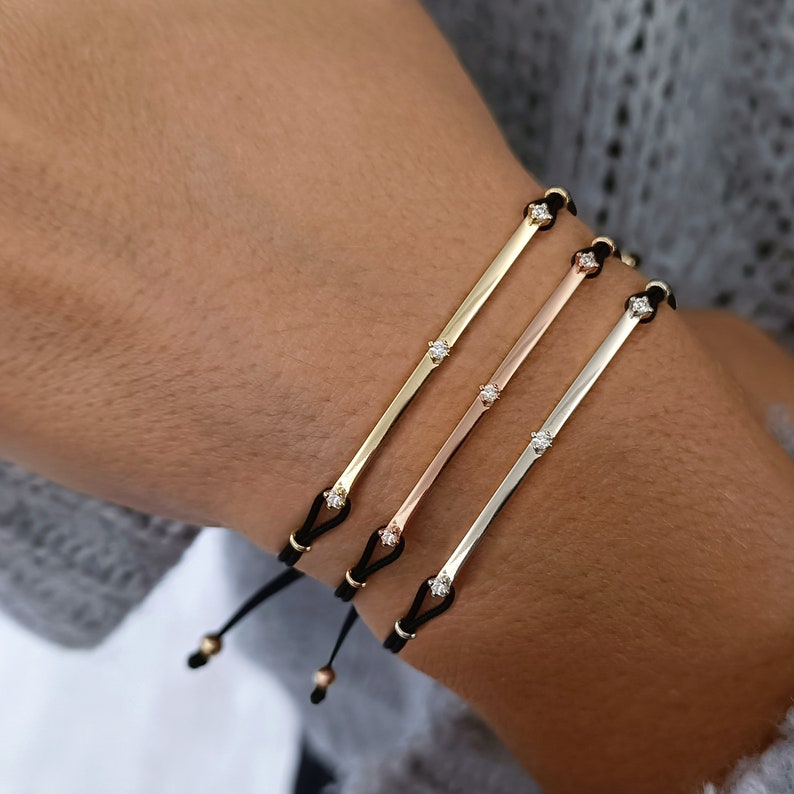 String Bracelet With Diamond 18k Gold, Diamond Bracelet, Tennis ...