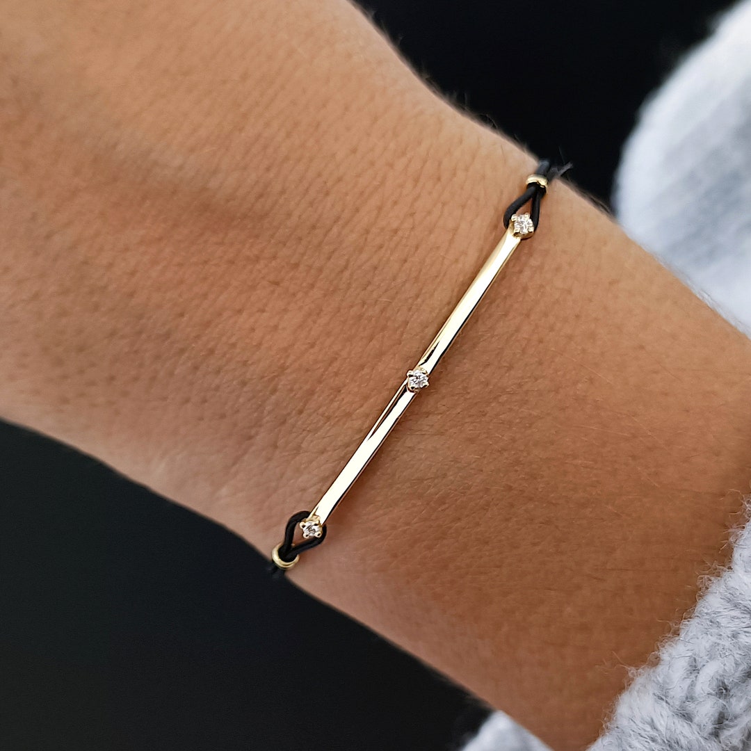 String Bracelet With Diamond 18k Gold, Diamond Bracelet, Tennis ...