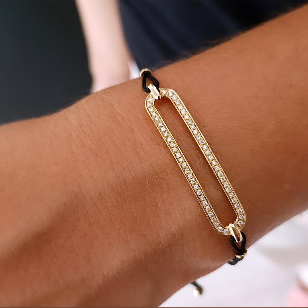 String Bracelet With Diamond 18k Gold, Diamond Tennis Bracelet, Bar ...