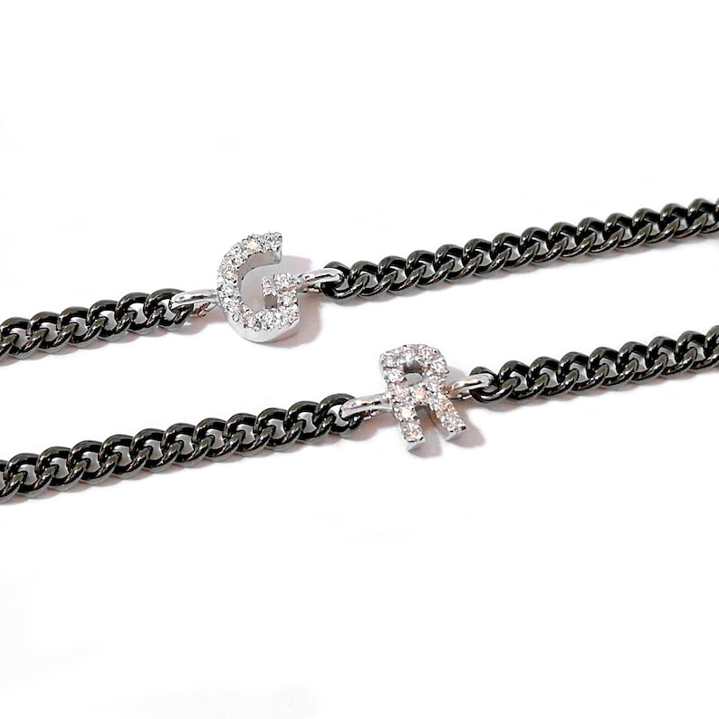 Diamond initial bracelet mens personalized bracelet | Etsy