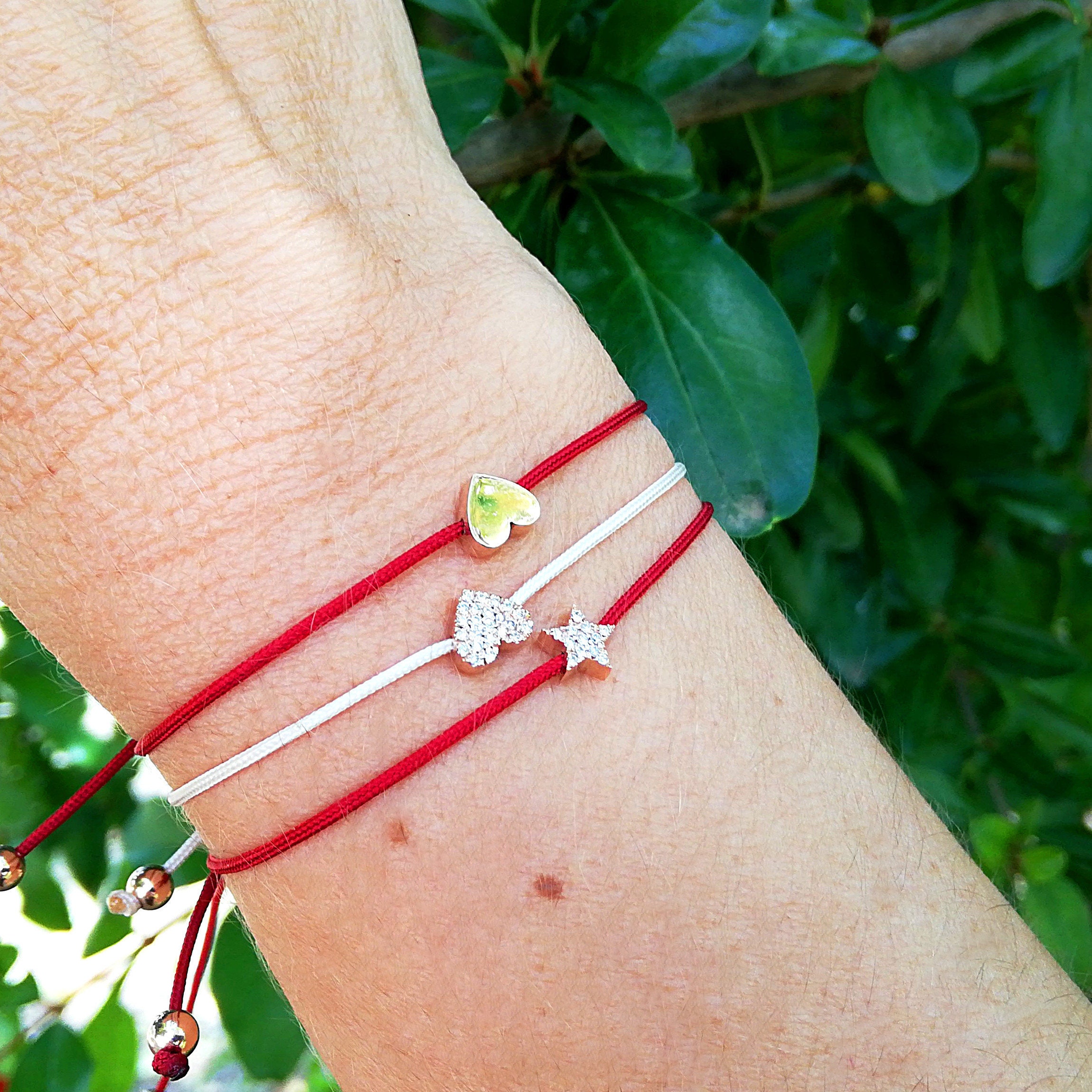 Heart Bracelet in 18k Gold and Diamonds. String Bracelet - Etsy
