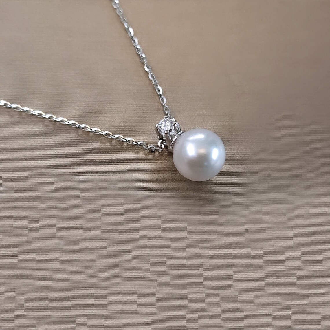 Akoya Pearl and Diamond Necklace 18k White Gold, Single Pearl Necklace ...
