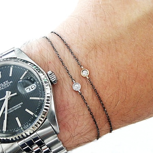 Dainty Gold Bracelet, Black Diamond, Mens Bracelet - Etsy