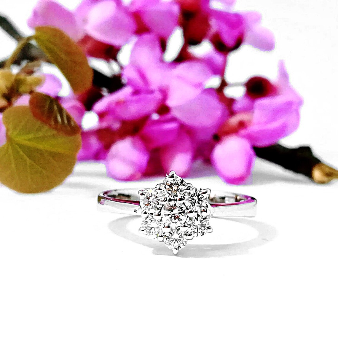 Flower Engagement Ring Daisy Diamond Ring - Etsy
