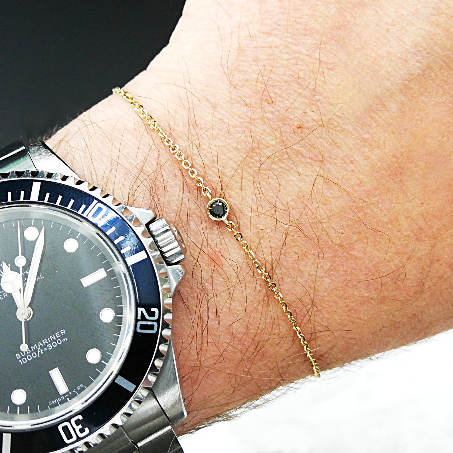 Black Diamond Bracelet Mens Bracelet 18k Solid Gold - Etsy