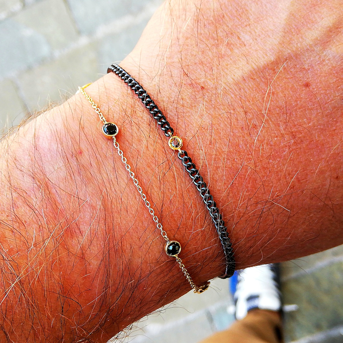 Black diamond bracelet mens bracelet | Etsy