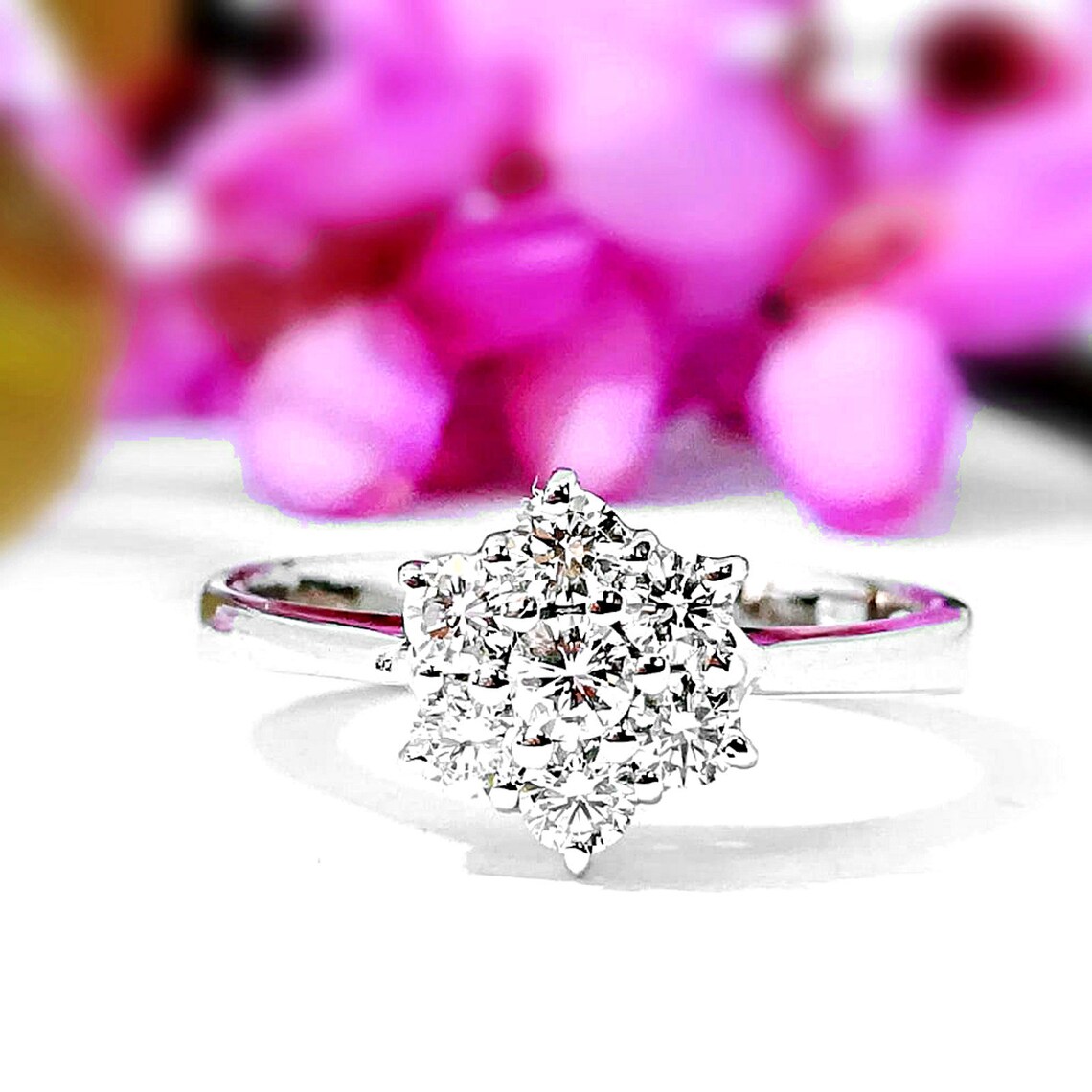 Flower Engagement Ring Daisy Diamond Ring - Etsy