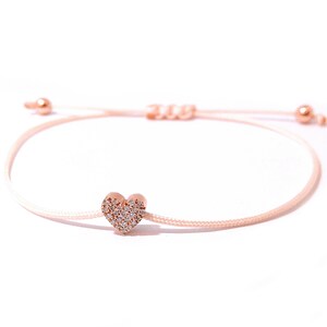 Heart Bracelet in 18k Gold and Diamonds. String Bracelet - Etsy