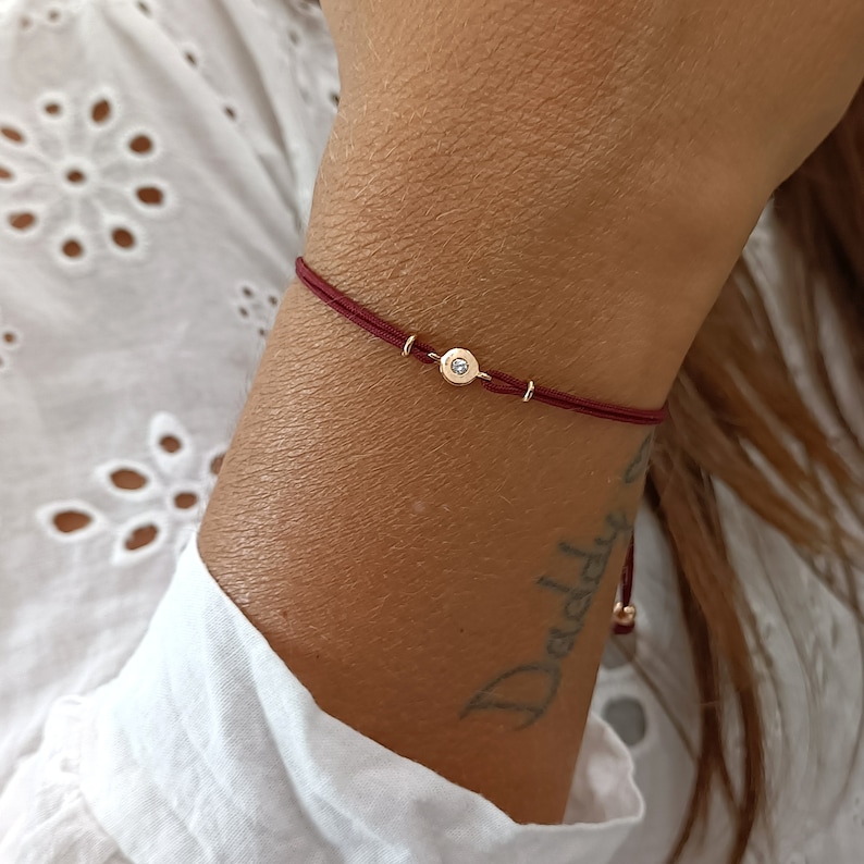 String Bracelet With Diamond 18k Gold, Diamond Bracelet, Friendship ...
