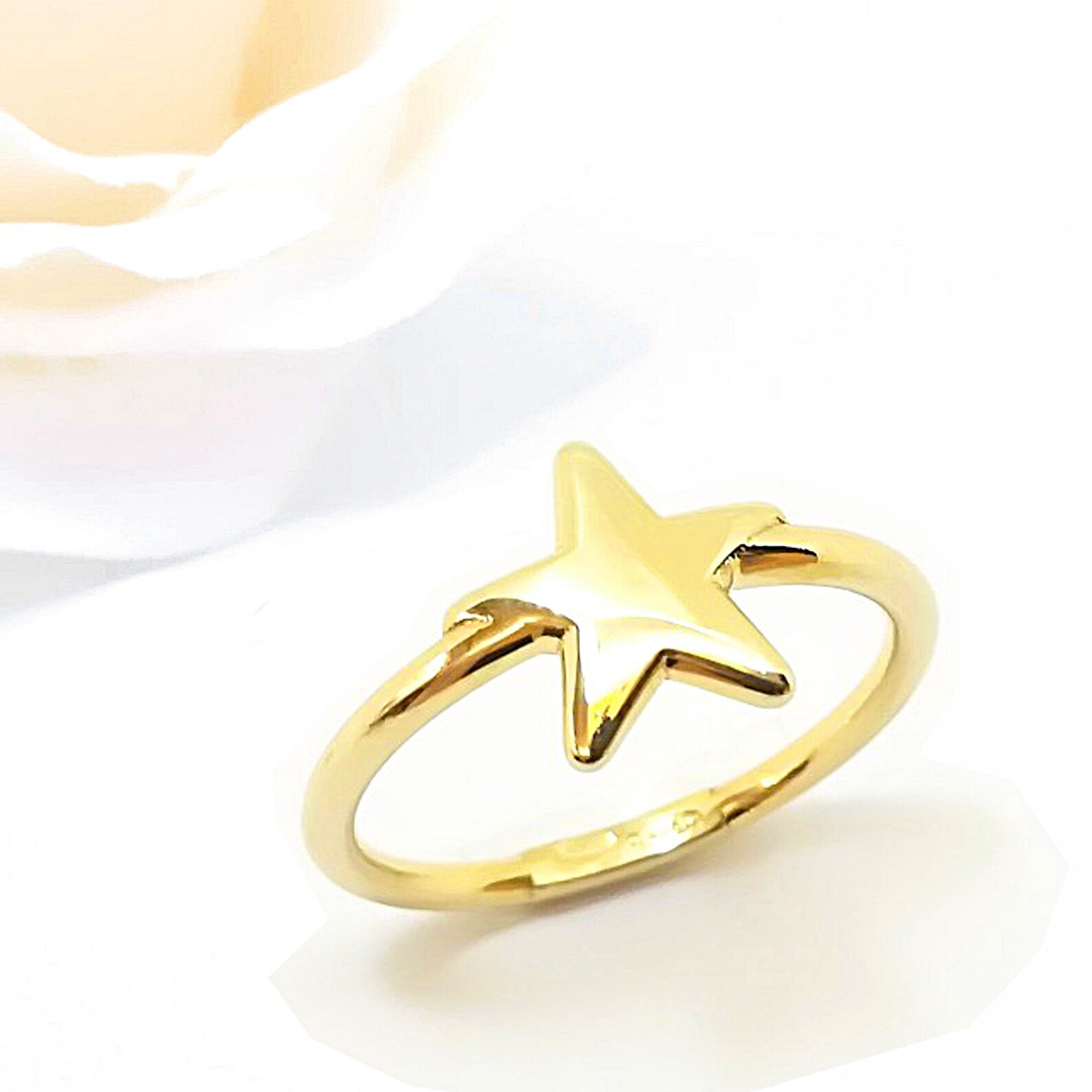 Star Ring in 9k Solid Gold Minimalist Ring. | Etsy