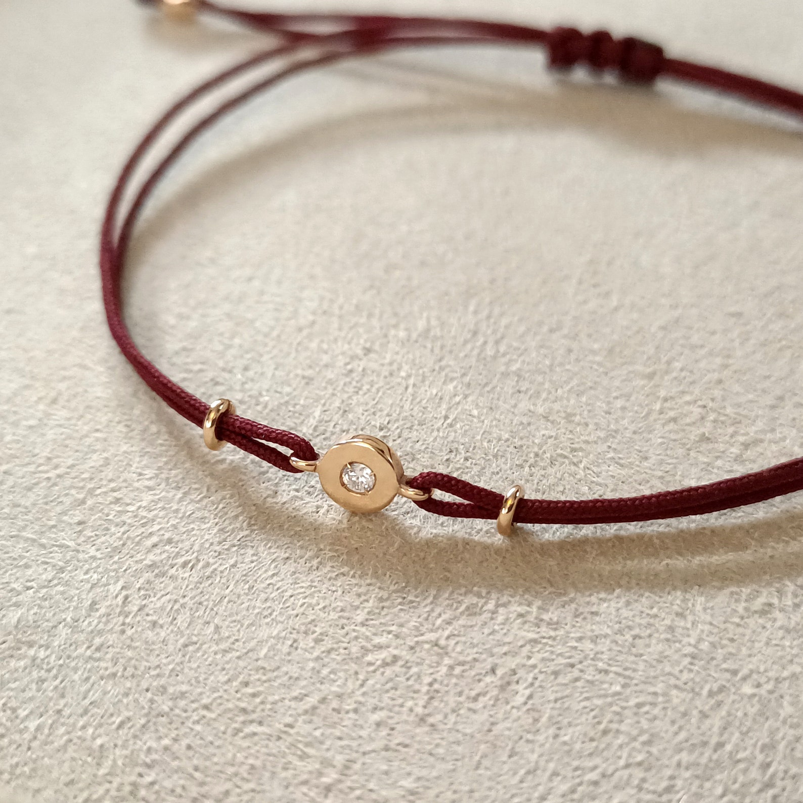 String Bracelet With Diamond 18k Gold, Diamond Bracelet, Friendship ...