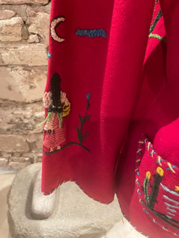 1950s Red Mexican Embroidered Tourist Jacket Size S/M - Gem