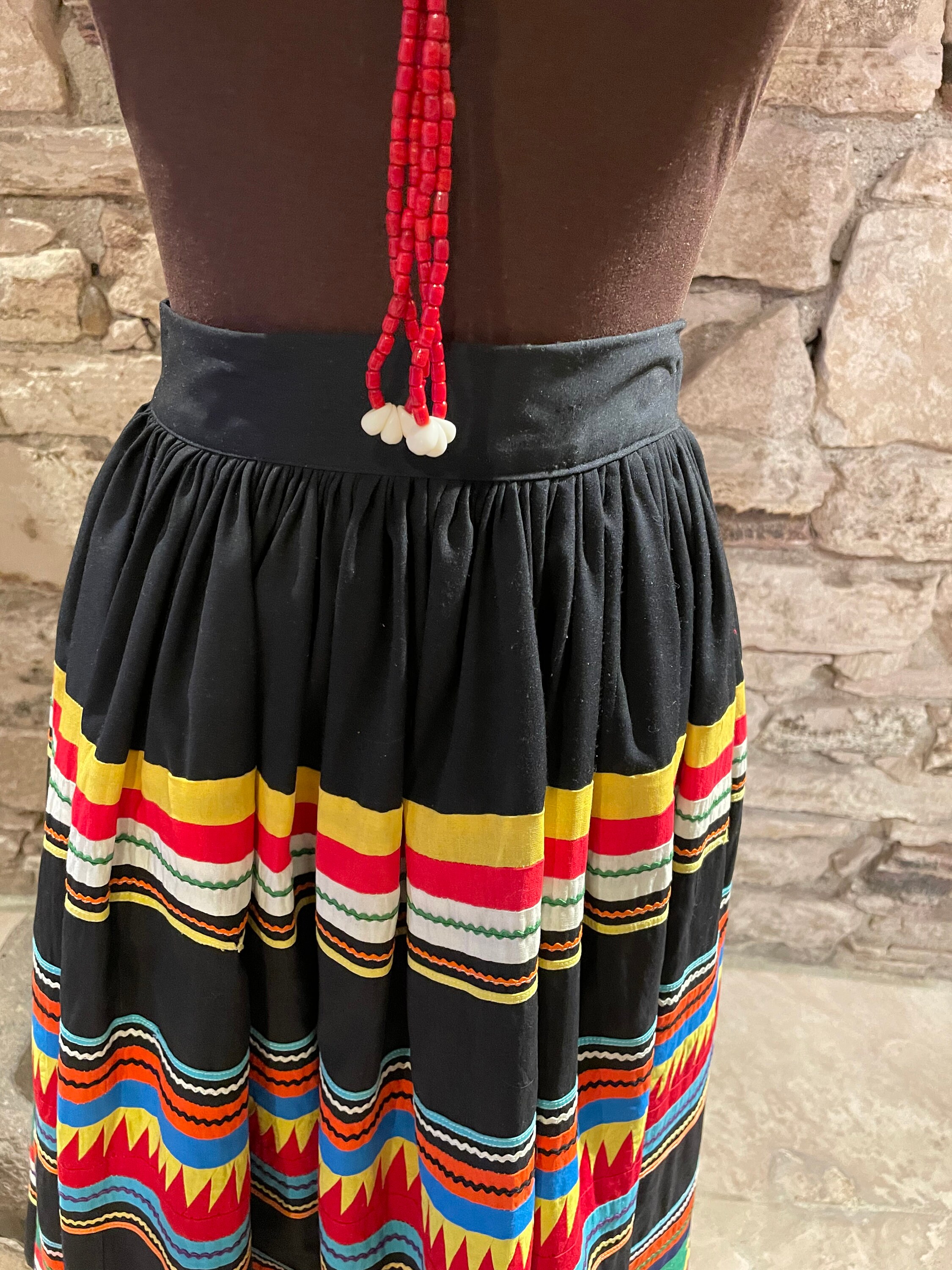 Incredible Vintage Eye Dazzler Seminole Patchwork Skirt Size Incredible Vintage Eye Dazzler Seminole Patchwork Skirt Size