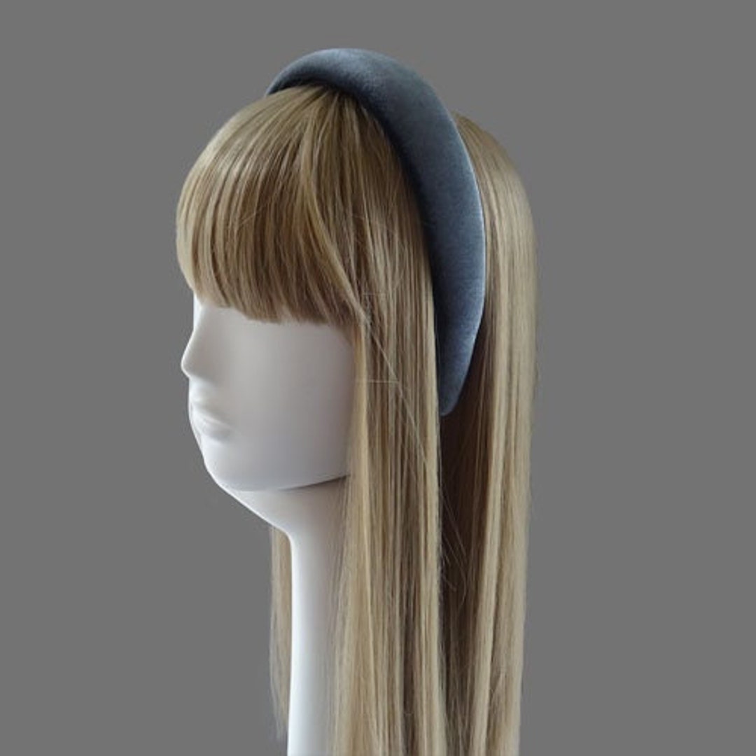 Luxury Padded Grey Velvet Wide Headband Alice Band Handmade Hair ...