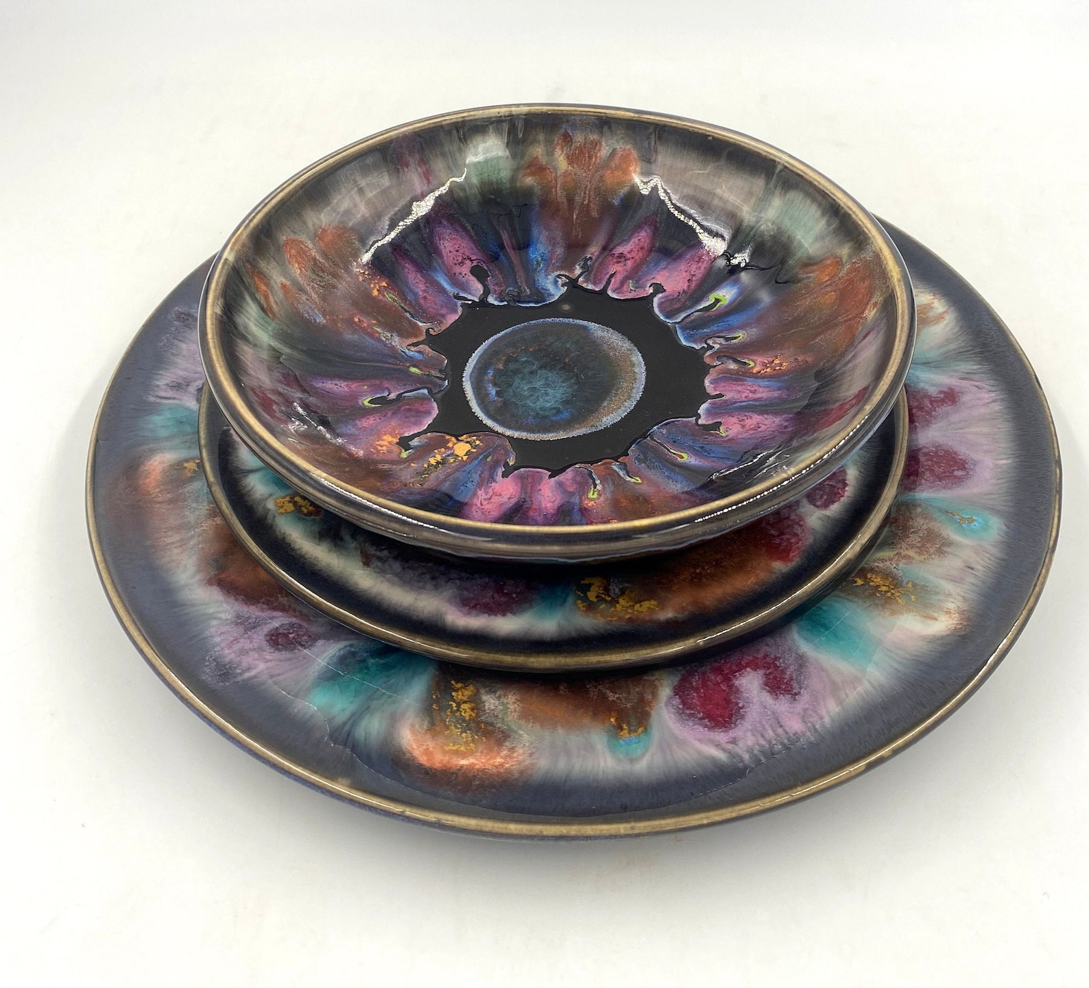 Pearl Dinnerware Set, Glazed, Handmade, Pottery Dishes, Place Setting ...