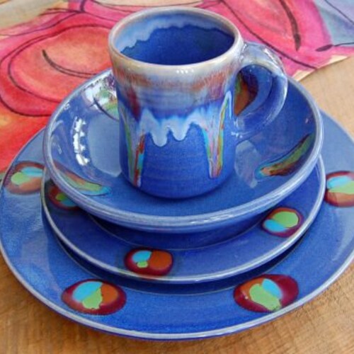 Spanish Night Dinnerware Set Glazed Handmade Pottery - Etsy