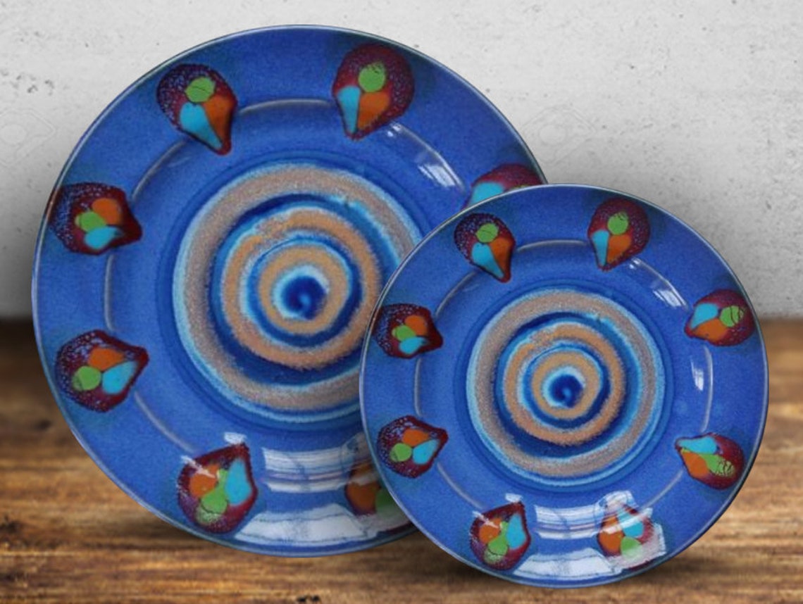 Blue Moon Plates Dinner Plates Salad Plates Handmade - Etsy