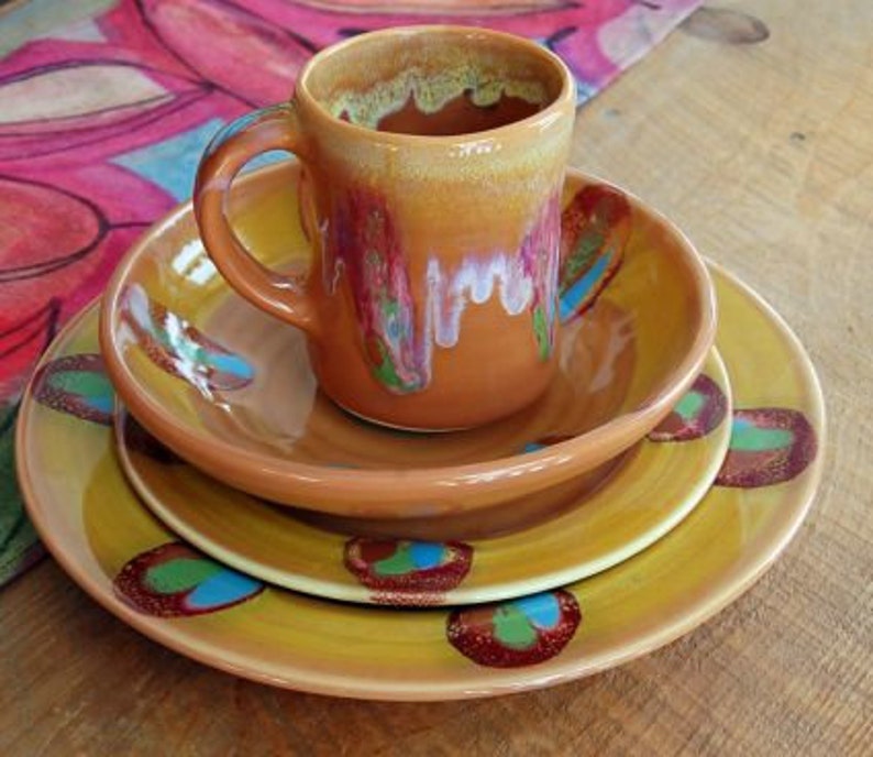 Mango Plates Dinner Plates Salad Plates Handmade Stoneware | Etsy