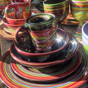 Spanish Night Dinnerware Set, Glazed, Handmade, Pottery Dishes, Place ...