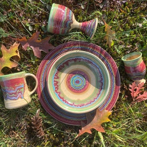 Spanish Dinnerware Set, Glazed, Handmade, Pottery Dishes, Place Setting ...