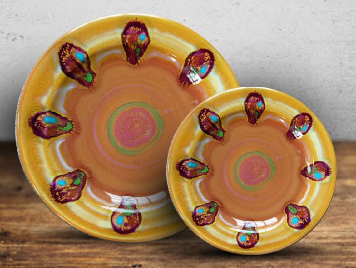 Mango Plates Dinner Plates Salad Plates Handmade Stoneware - Etsy