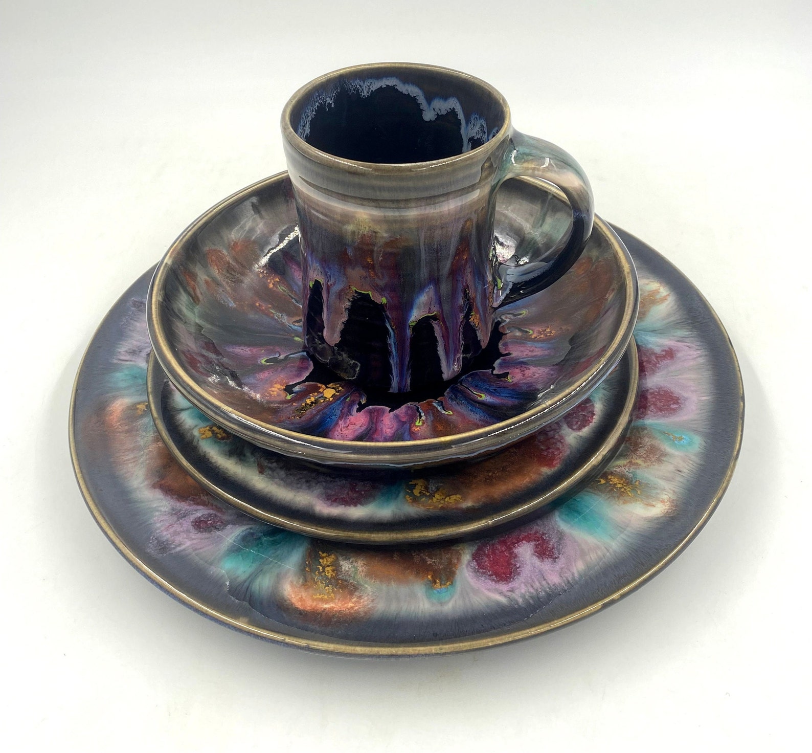 Pearl Dinnerware Set, Glazed, Handmade, Pottery Dishes, Place Setting ...