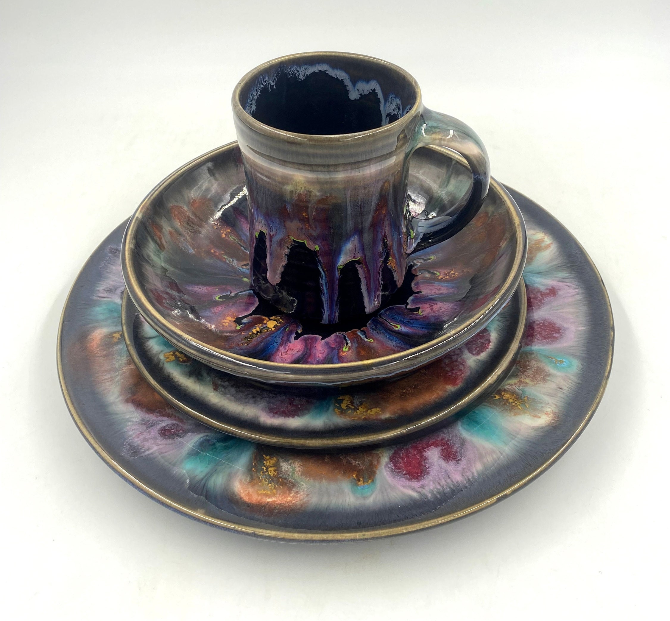 Pearl Dinnerware Set Glazed Handmade Pottery Dishes Place - Etsy