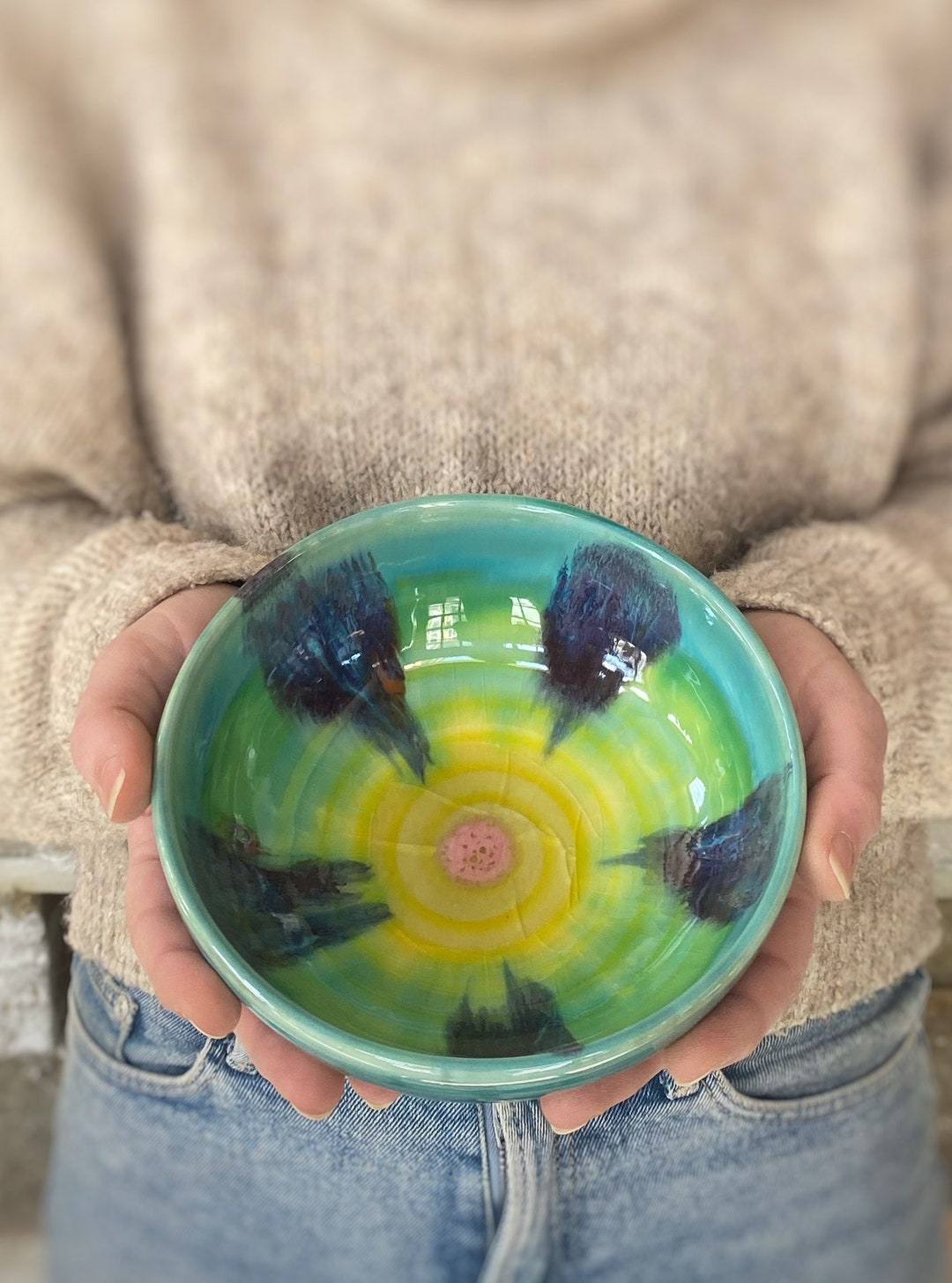 Teal Snack & Cereal Bowl - Etsy