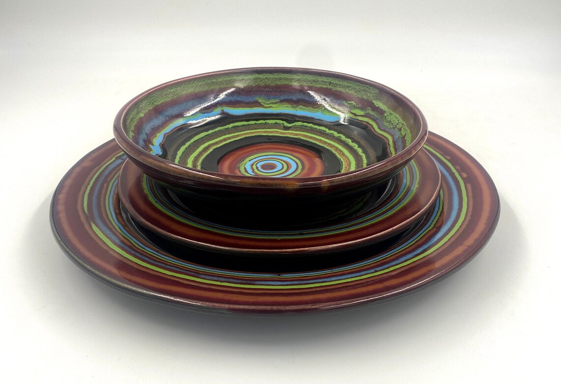 Spanish Night Dinnerware Set Glazed Handmade Pottery - Etsy