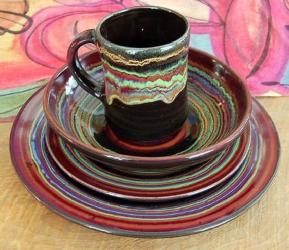 Spanish Night Dinnerware Set Glazed Handmade Pottery - Etsy