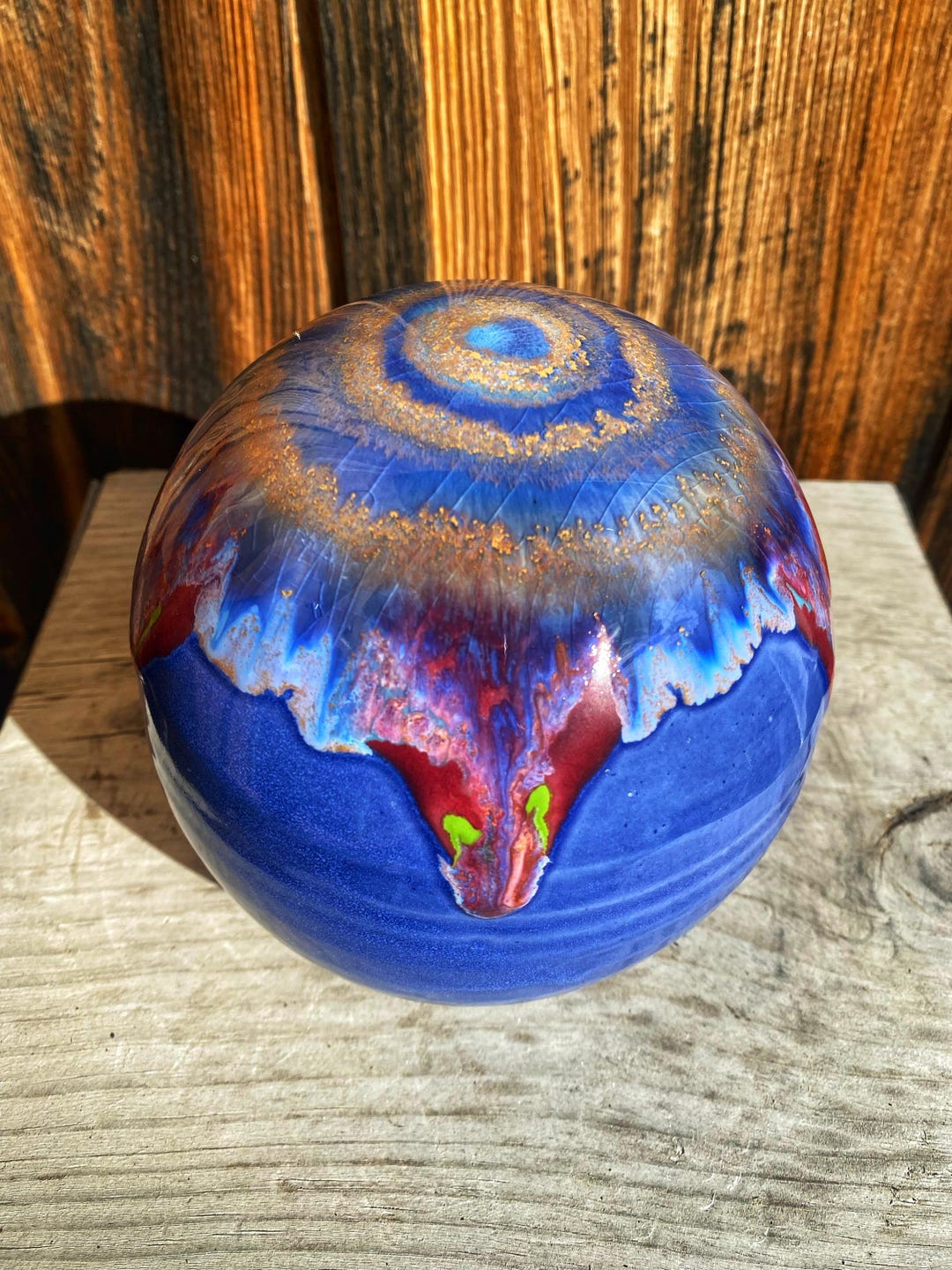 Blue Moon Ceramic Orb: Handmade Garden Sculpture - Etsy
