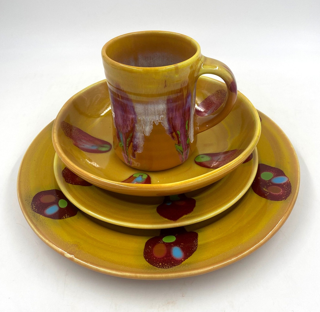 Mango Dinnerware Set, Glazed, Handmade, Pottery Dishes, Place Setting ...