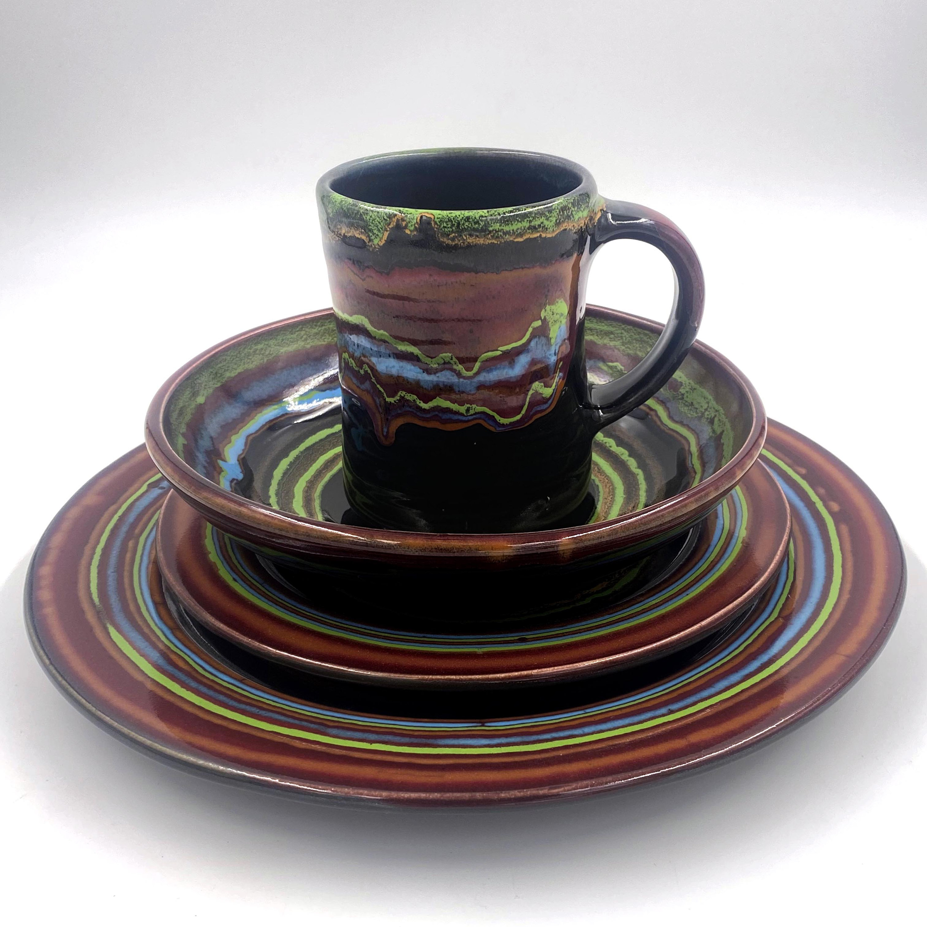 Spanish Night Dinnerware Set, Glazed, Handmade, Pottery Dishes, Place ...