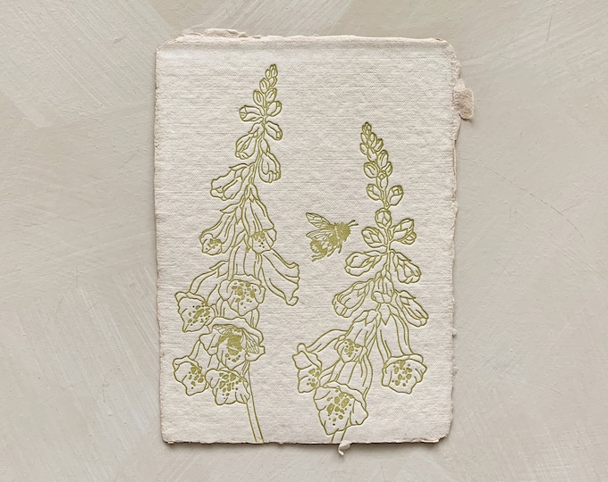 Foxglove Print - Letterpress Print on Botanical Dyed Handmade Paper ...
