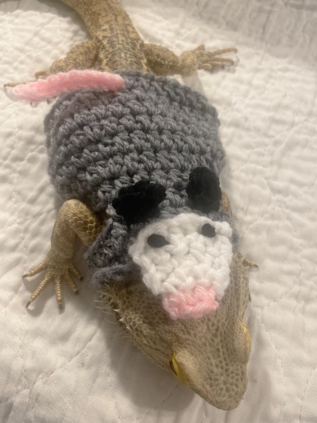 Crocheted Adult Opossum Bearded Dragon Costume | Bearded Dragon Costume ...